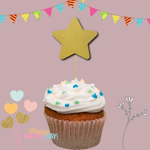 Jual Cupcake Topper Star / Bintang / Hati / Custom - Star, Light Blue ...