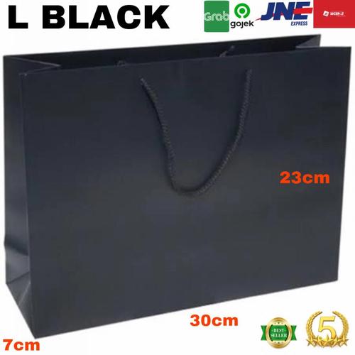 Jual Paperbag Paper Bag Hitam Shoppingbag Goodiebag L 30x7x23 cm - Kota ...