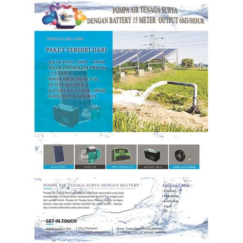 Jual Pompa Air Tenaga Surya Solar Pump Head 15 Meter 6M3 Dengan Battery ...