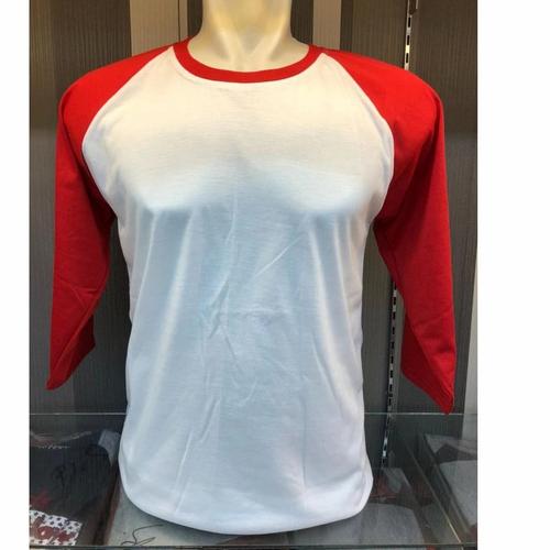 Jual Kaos Raglan 3/4 Polos Unisex Merah Putih - Merah Putih, XL ...