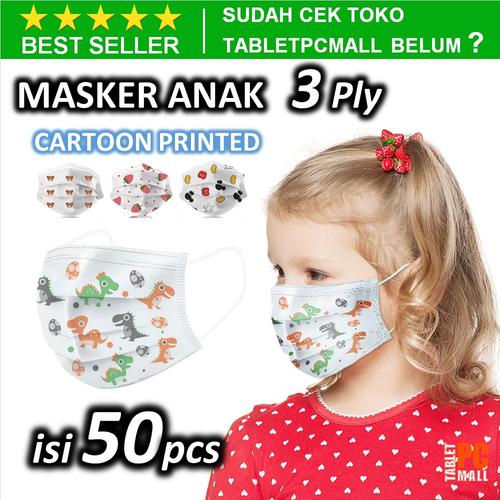 Jual Masker Anak 3ply Karakter Isi 50 Pcs Earloop Disposable Kid Child ...