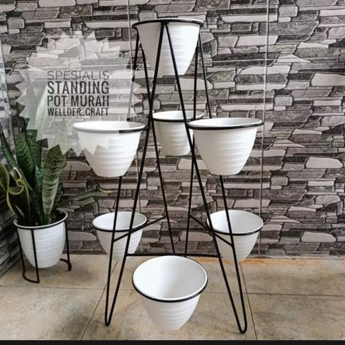 Jual STANDING RAK POT 7 LUBANG/RAK POT BUNGA BESI/RAK POY TANAMAN HIAS ...