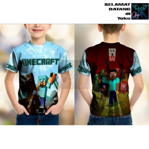Jual Baju Kaos Minecraft Anak Cewek dan Cowok Umur 1-10 Tahun Ukuran S ...