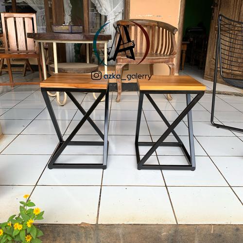 Jual stool besi holo,kursi makan kaki besi kayu jati cafe minimalis ...