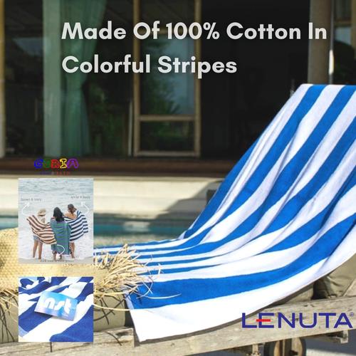 Jual Handuk Pantai Jumbo Tebal Lenuta NST Stripe 85x150cm - Putih Biru ...