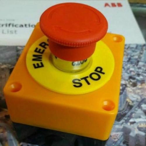 Jual Emergency Stop Push Button Merah + Box + Label Name - Kuning ...