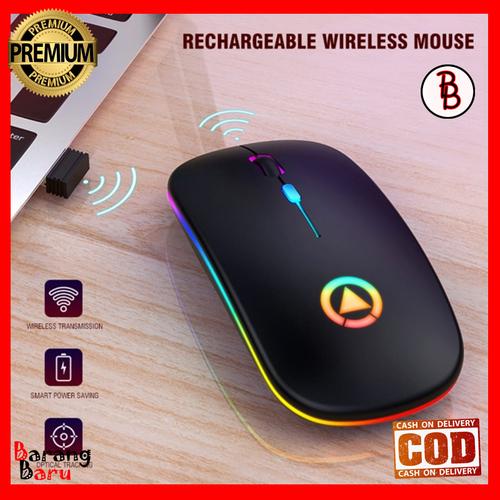 Jual Mouse Slim Bluetooth Wireless with Rechargeable Battery LED RGB ...