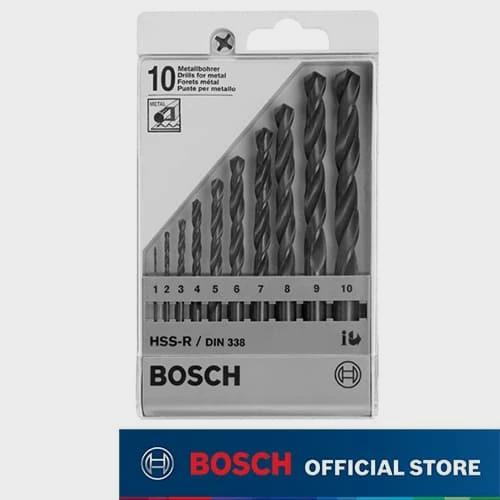 Jual Bosch Mata Bor Besi HSS-R Set 10 pcs 1-10mm Matabor 10pcs Asli ...