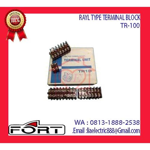 Jual Terminal Block FORT / TR-100 / 100A Model Kasuga Coklat Rail 2 ...