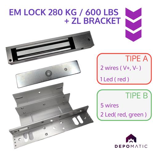 Jual EM lock emlock Magnet Lock Door 280 kg / 600 lbs with Bracket ZL ...