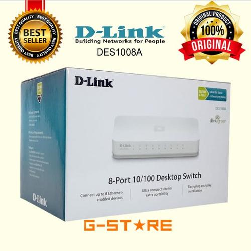 Jual SWITCH HUB MURAH Dlink switch 8 port DES 1008A plastik + FREE ...