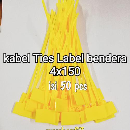 Jual Cable Ties Label Bendera 4x150 (kuning)/Kabel Ties lebel Bendera ...