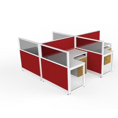 Jual Meja partisi L 4 staff , meja staff cubical kantor, workstation ...