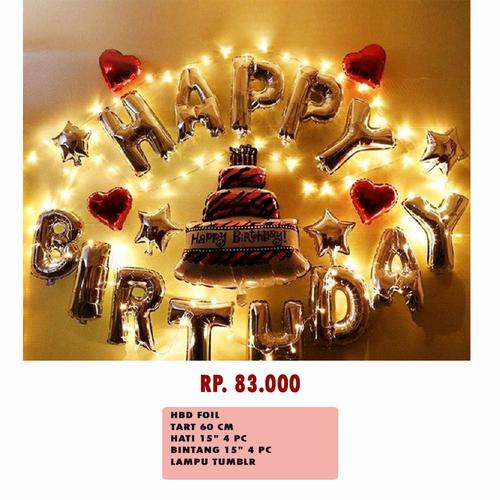 Jual paket balon foil happy birthday cake lampu - happy birthday bintang - set hbd cake - Kota ...