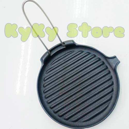 Jual Japan Grill Pan Bulat Garis Cast Iron Gagang Stainless Steel ...