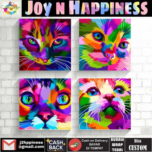Jual Hiasan Dinding Pajangan Poster Kayu Dekorasi Pop Art Kucing #3 ...