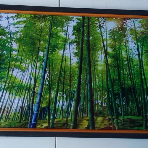 Jual lukisan cetak hutan bambu plus Bingkai - Putih - Kab. Cilacap ...