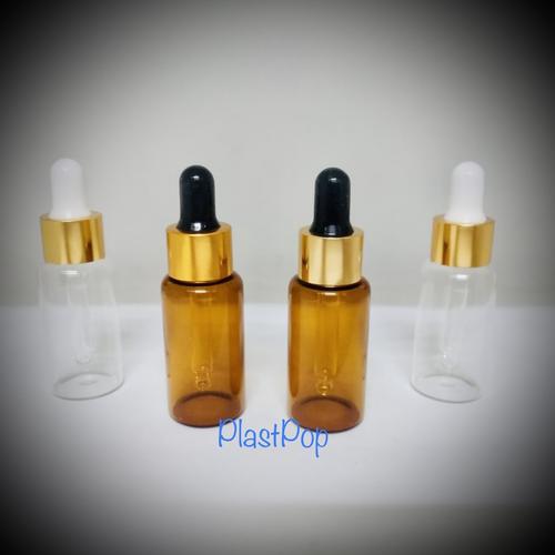 Jual BOTOL KACA 20ml PIPET 20ml botol serum natural amber TUTUP GOLD ...