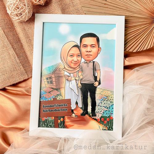 Jual Karikatur Wajah Frame / Hadiah Ulang Tahun / Wisuda / Pernikahan ...