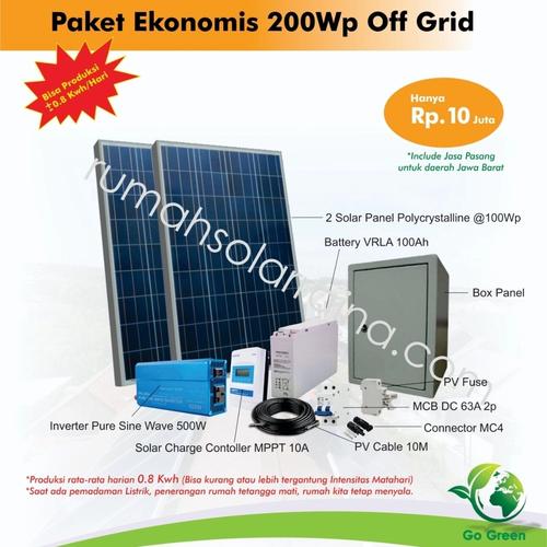 Jual Paket OffGrid Solar Panel Solar Cell Murah 200wp 500Watt Inverter ...