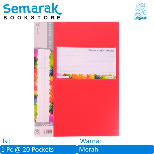 Jual Clear Document Holder Map Bambi 4421 Folio 20 - Red [1 Pc] - Kab ...