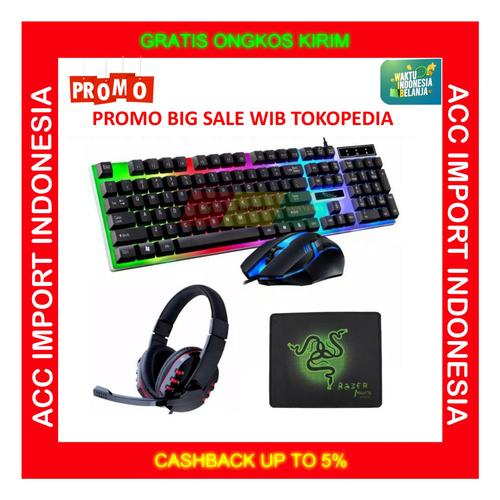 Jual Paket Keyboard Mouse Gaming RGB LED Combo With Mousepad Headset ...