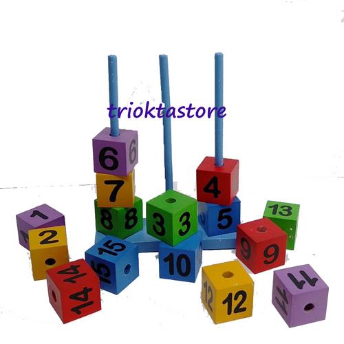 Jual Mainan Kayu Edukasi Wooden Toy APE Balok Susun Angka - Balok Angka ...