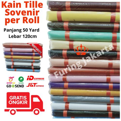 Jual Tille Sovenir Warna per Roll 50yard x 120cm kain tile - Biru Bca 1 ...
