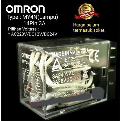 Jual Relay Omron MY4N 14 Pin 3A + Led Indicator Coil DC 12V / 24V & AC 220V - DC 12V - Kota ...