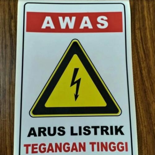 Jual stiker vinyl 23x30cm AWAS LISTRIK TEGANGAN TINGGI sign rambu k3 ...