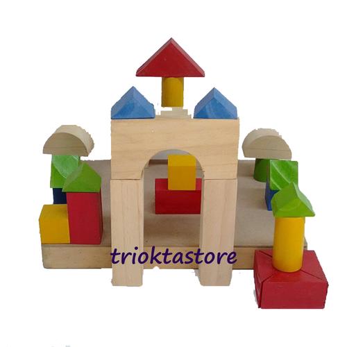 Jual Mainan Anak Edukasi Balok Susun Kayu Pinus Edukatif Wooden Block ...