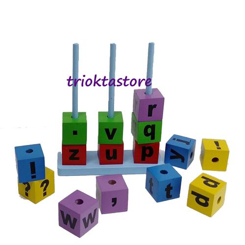 Jual Mainan Kayu Edukasi alat Peraga TK Paud APE Balok Susun Huruf ...