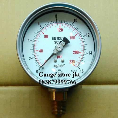 Jual Pressure Gauge SC500 Raket SS Brass 4" x 16 Kg/cm2 Schuh Technology - Jakarta Barat ...