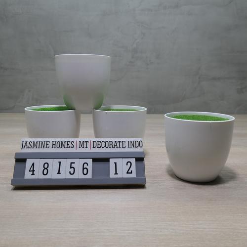 Jual Pot Bunga Busa Lumut Bulat Polos Putih Kilat Plastik 4815612 ...