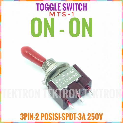 Jual Toggle Switch MTS-1 3pin ON-ON SPDT MTS-102 3A 250VAC Togle ON-OFF ...