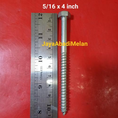 Jual Desk Screw 5 / 16 x 4 inch 10 cm baut sekrup skrup meja mebel ...