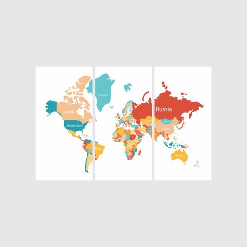 Promo 1 Set Wall Decor hiasan dinding Poster Peta Dunia World Map 6 ...