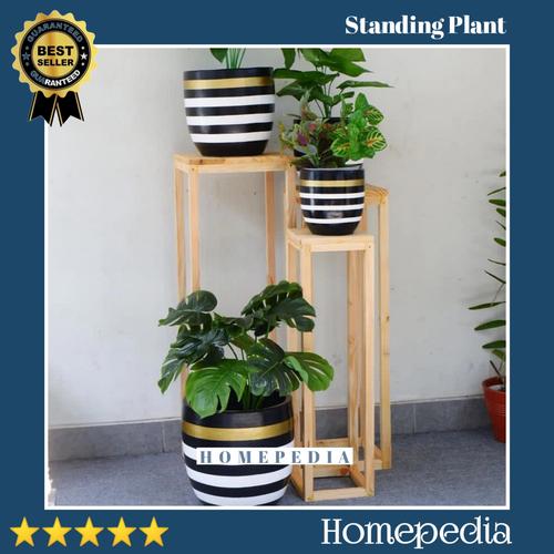 Jual 1 Paket Standing Plant 30, 40, 50 cm / Tatakan Pot Vas Bunga Kayu ...