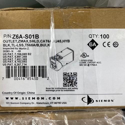 Jual Modular Siemon Cat 6a STP Z-MAX Z6A-S01B Module Modul 1 Pack isi ...