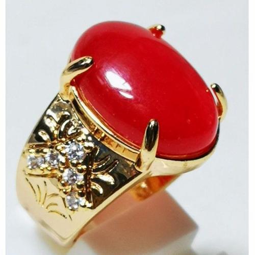 Jual ALAMI BATU AKIK GIOK MERAH 100% NATURAL RING RHODIUM BERLAPIS EMAS ...