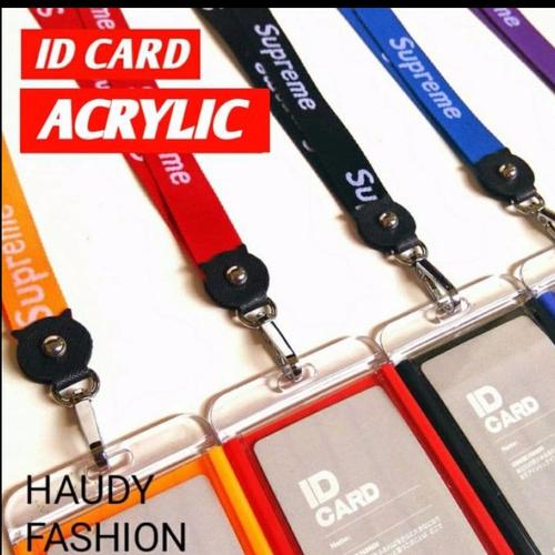 Jual ID CARD HOLDER Supreme ACRYLIC / GANTUNGAN NAMA Zp - Holder hitam ...