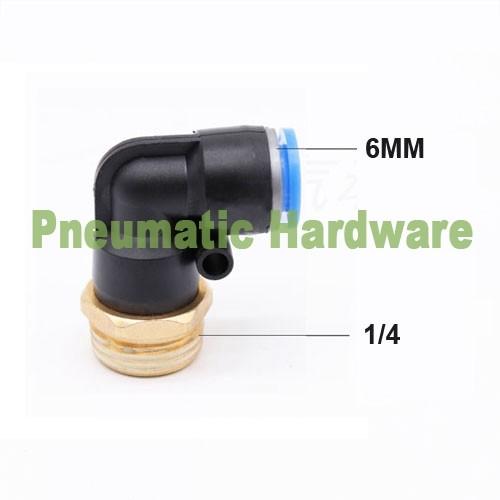 Jual PL6-02 Fitting Elbow Pneumatic Connector Drat 1/4 " Selang 6MM ...