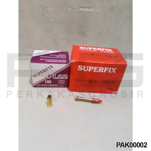 Jual Paku Ramset dan Mesiu 100pc - Paku Tembak Plafon Superfix 1 Set ...