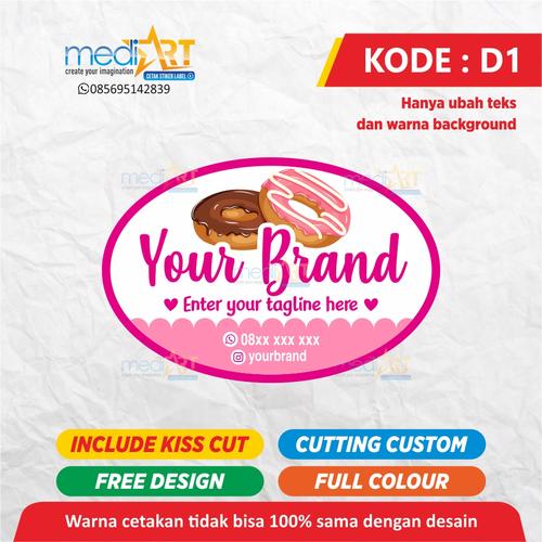 Jual Stiker Label Kemasan Makanan Untuk Kue Donat Chromo Free Cutting ...