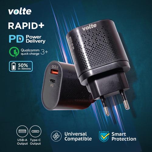 Jual VOLTE RAPID+ Kepala Charger 1 port USB-A to C Charger Quick Charge ...