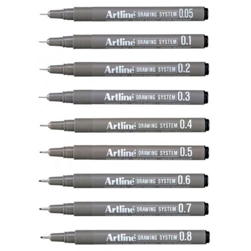 Jual Artline Drawing System Pen - EK-23 BLACK (0,1 sampai 0,8) - Ukuran ...
