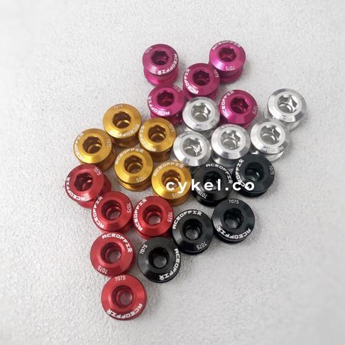 Jual aceoffix chainring bolt nut set single chainring 5 arms - green ...