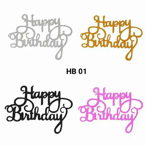Jual hiasan topper kue happy birthday / cake topper bahan kertas - GOLD, VARIAN HB-01 - Kota ...