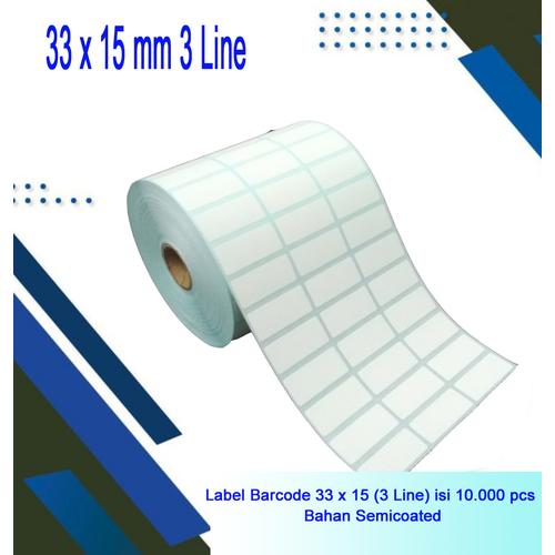 Jual Label Barcode 33 x 15 mm (3 Line) isi 10.000 Bahan Semicoated ...