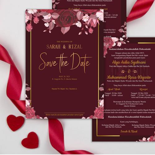 Jual Min 50 Pcs Undangan Pernikahan Softcover Merah Marun maroon custom ...